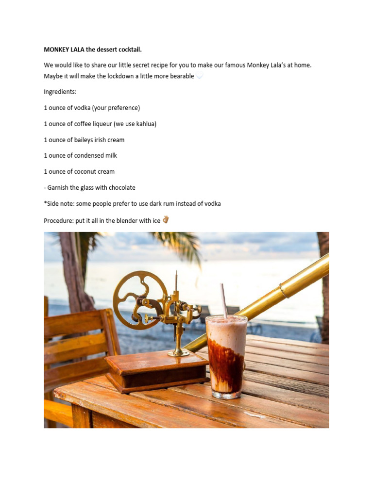Monkey La La Drink Recipe | PDF