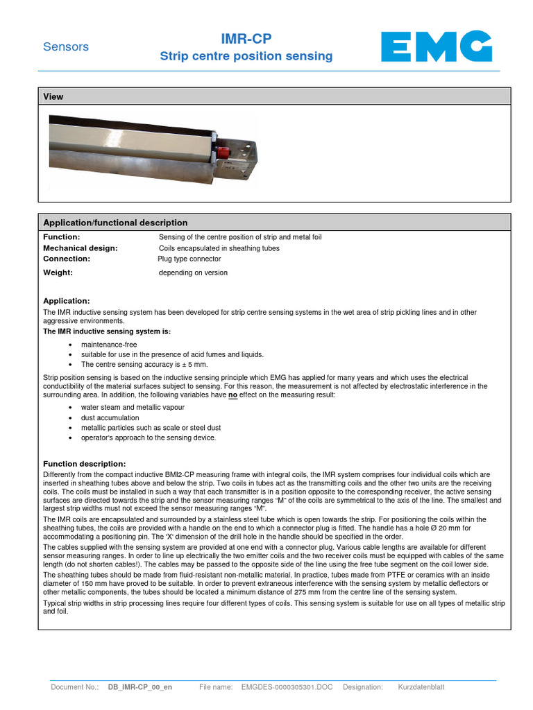 Sensor imr | PDF | Electrical Connector | Inductor