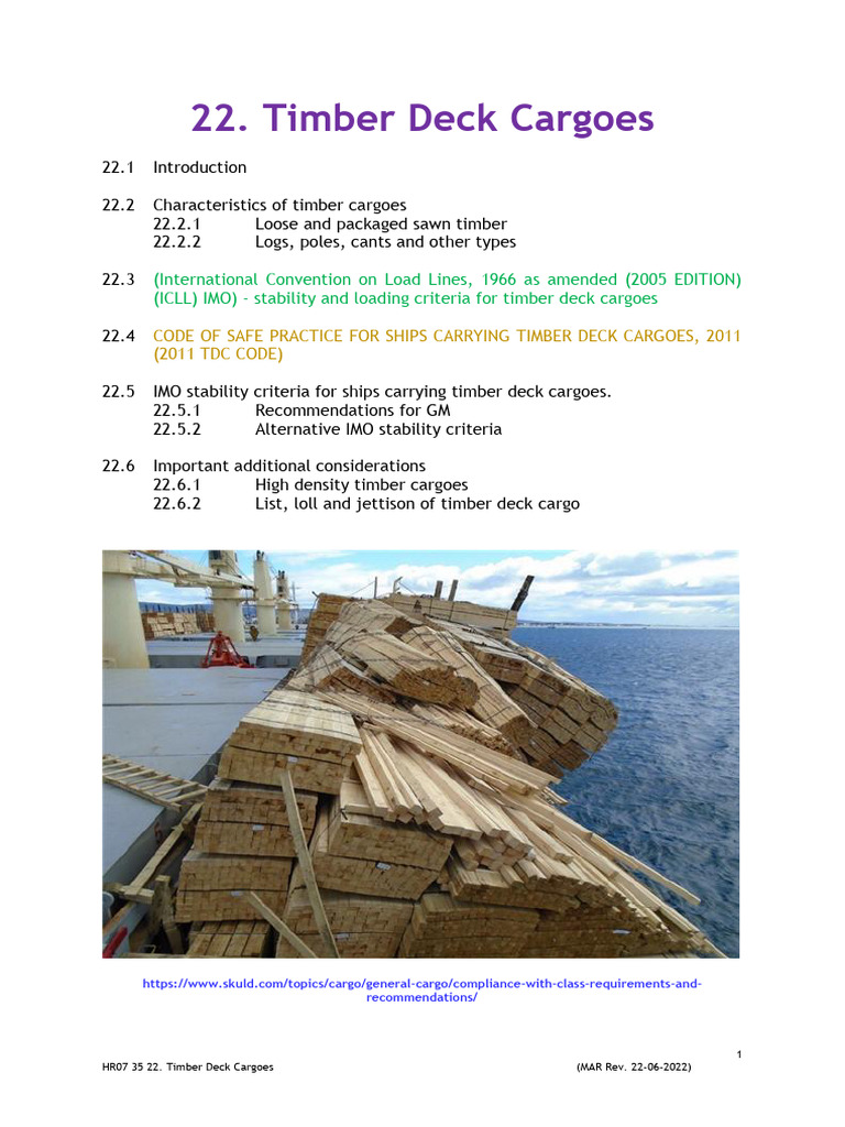 22. TIMBER DECK CARGOES | PDF | Friction | Ships