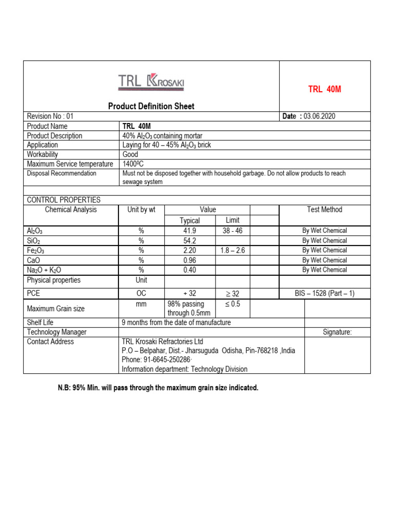 Data Sheet TRL 40M | PDF
