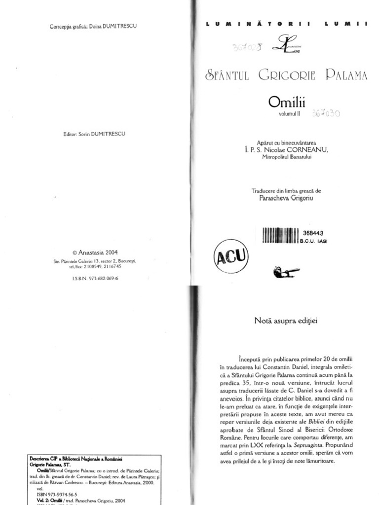 Sf. Grigorie Palama - Omilii Vol. 2 | PDF