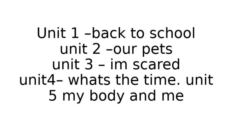 Unit 1 –Back to School | PDF