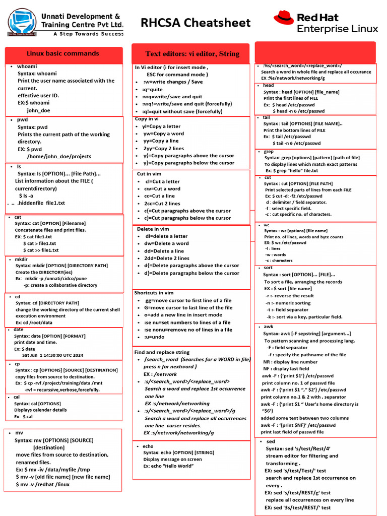 RHCSA Cheatsheet | PDF | Zip (File Format) | Computer File