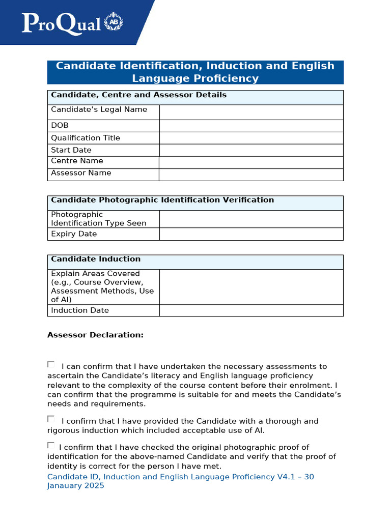 ID, Induction and Eng Lish Language Proficiency V4.1 30 January 2025 | PDF