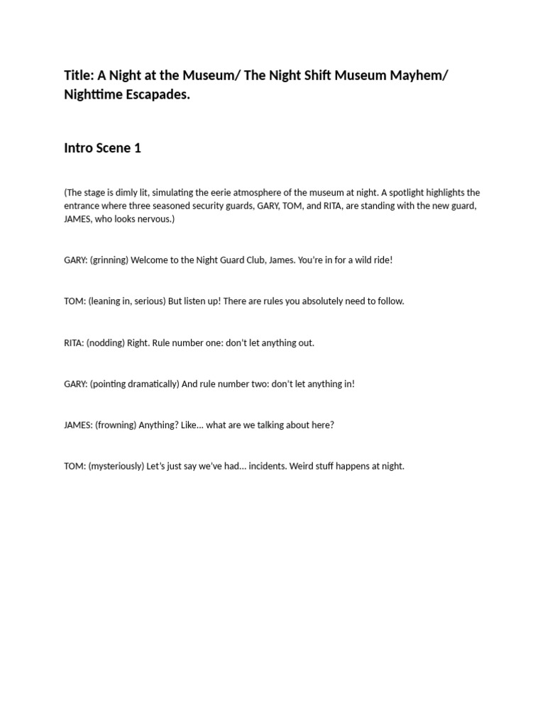 A Night at The Museum - Annual Concert Script | PDF