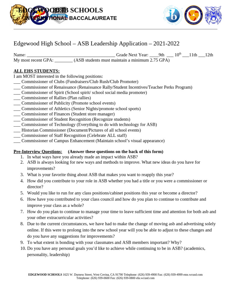 ASB Application For Returners 3 | PDF