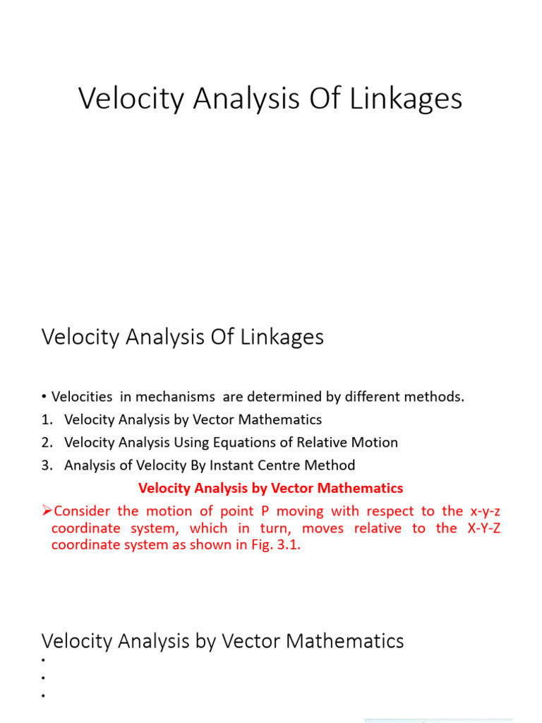 Velocity Analysis of Linkages | PDF | Velocity | Kinematics