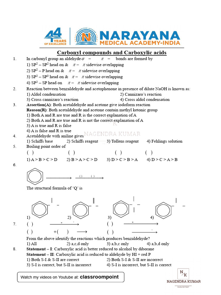 14) Carbonyl Compounds and Carboxylic Acids | PDF | Amine | Aldehyde