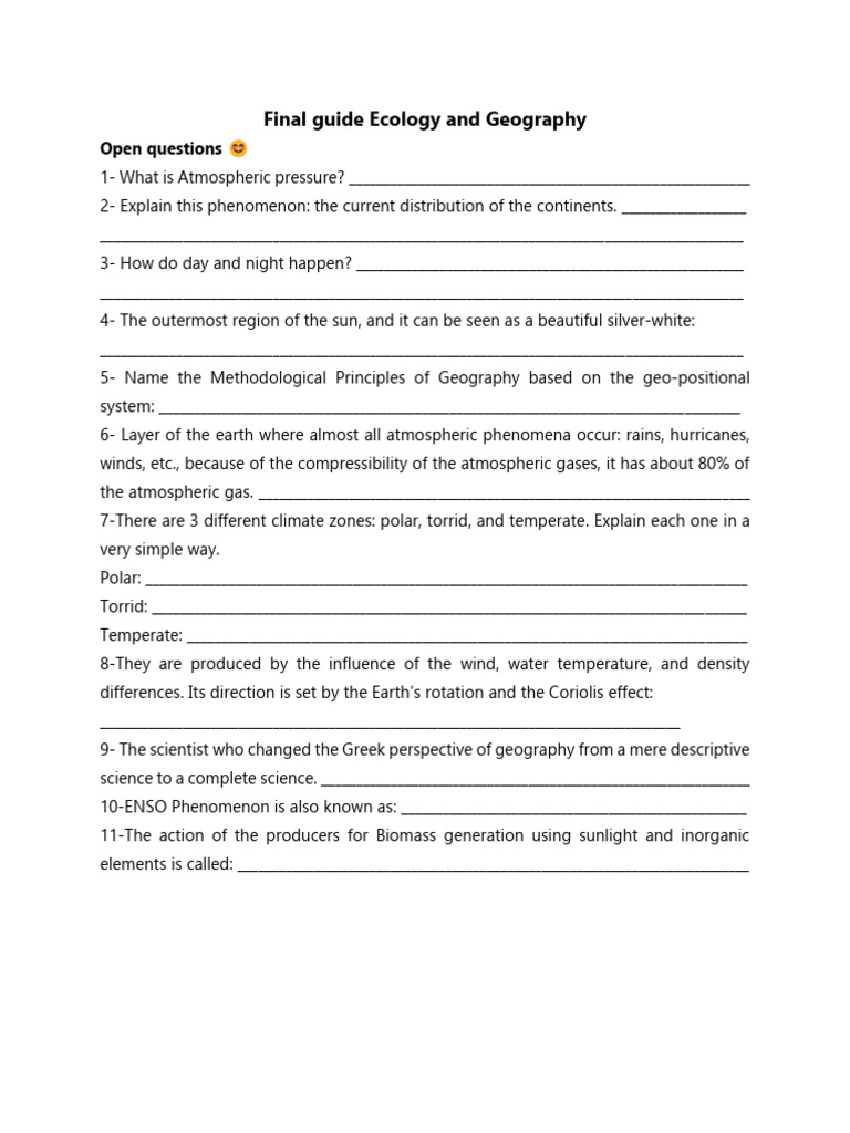 Final Guide Ecology and Geography | PDF | Earth | Atmosphere Of Earth