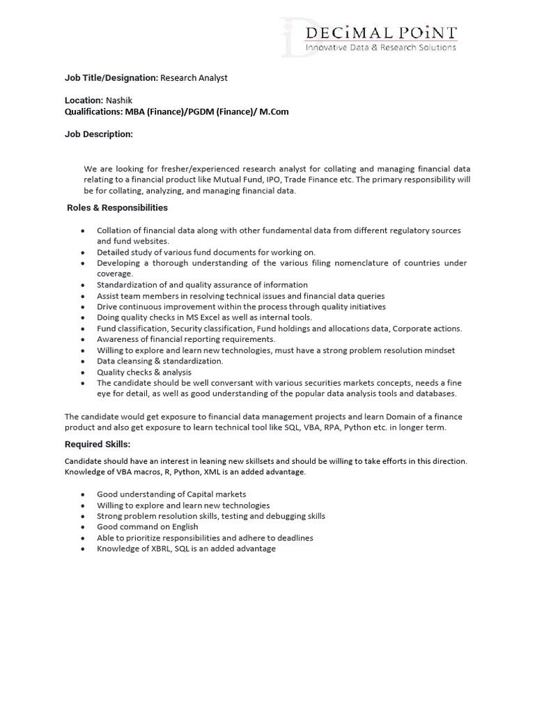 JD Research Analyst | PDF