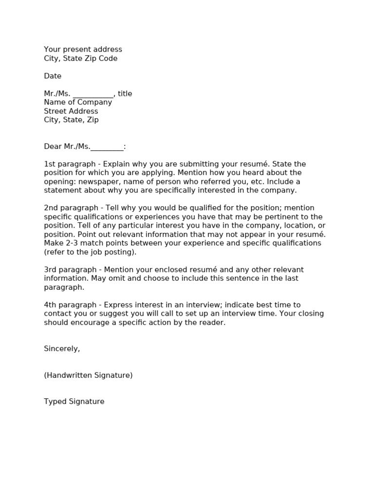 Job Application Cover Letter Template | PDF