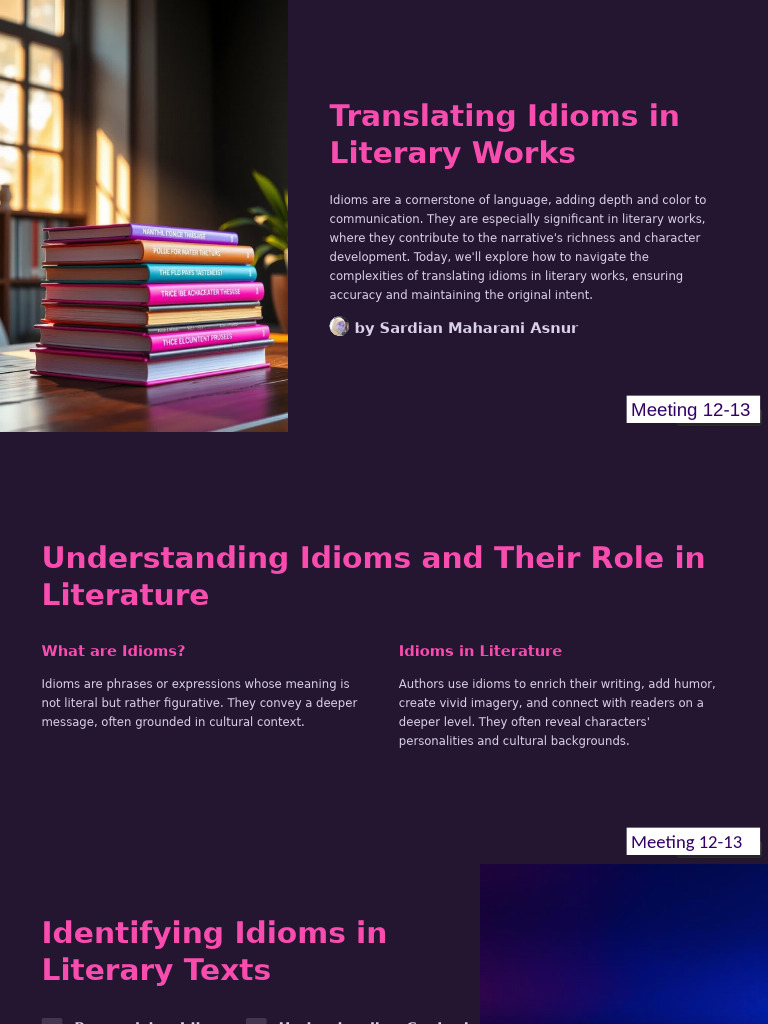 Translation Idiom in Literary Works - Meeting 12-13 | PDF | Idiom ...