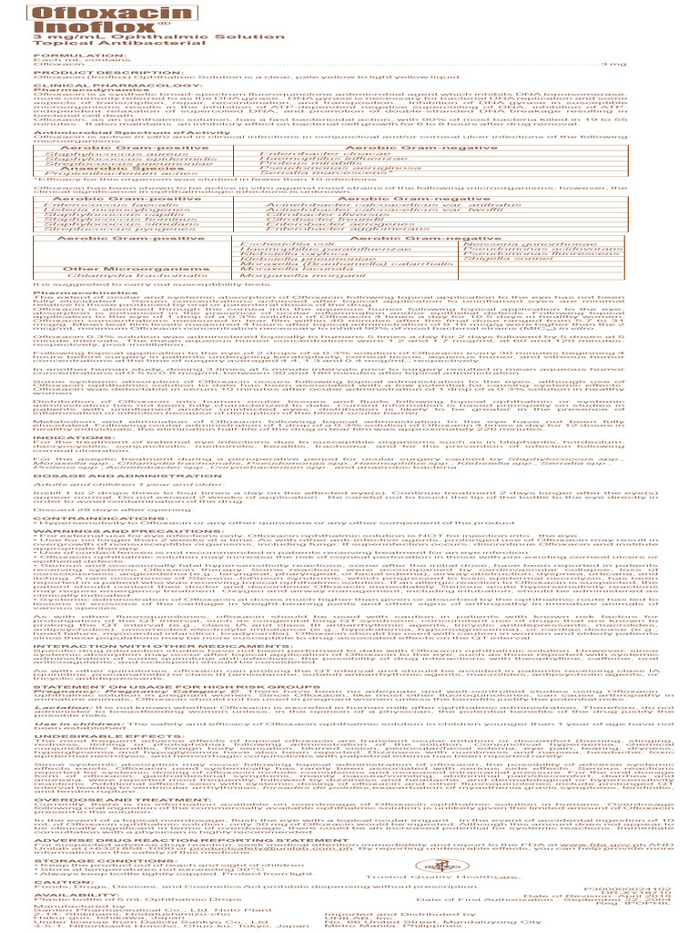 Inoflox Ophthalmic Solution | PDF | Clinical Medicine | Medical Specialties