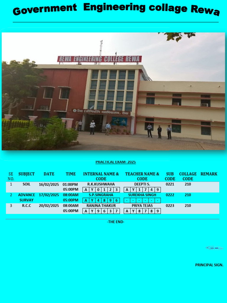Time Table 2025 Practical | PDF