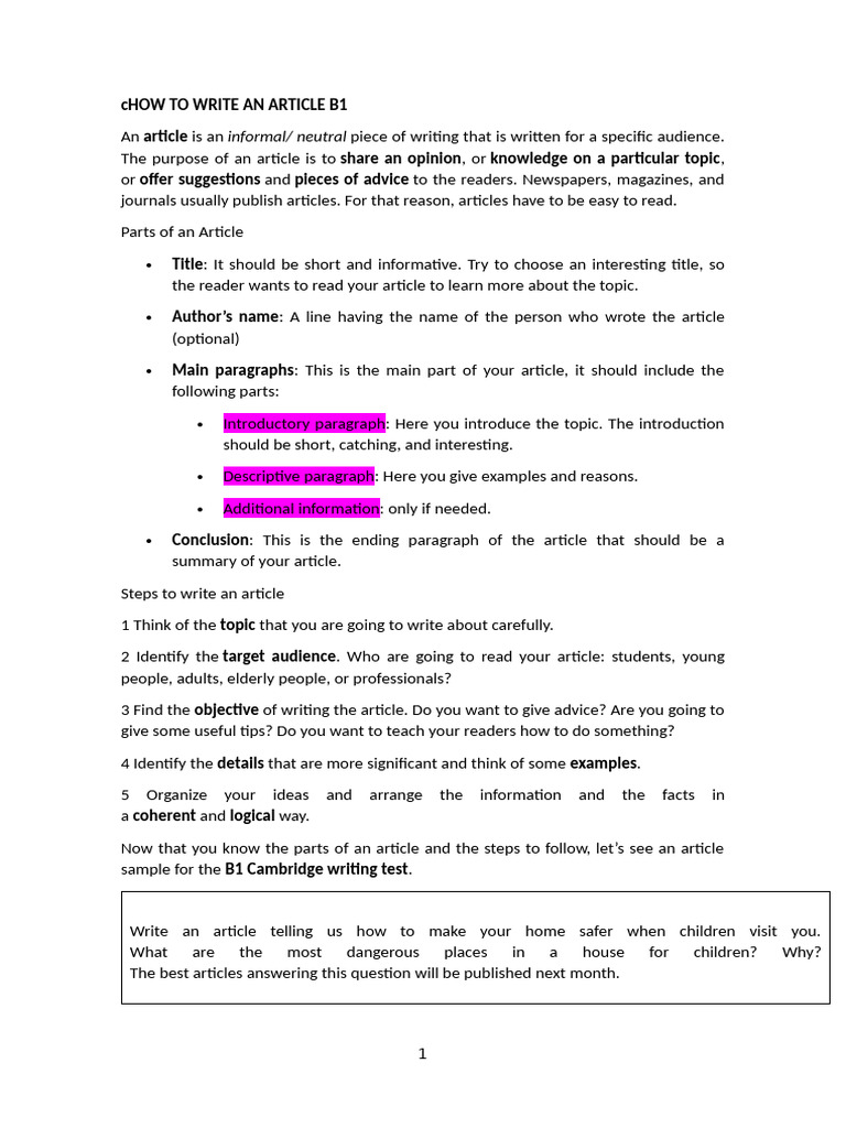 How to Write an Article b1 | PDF | Cognitive Science | Human Communication