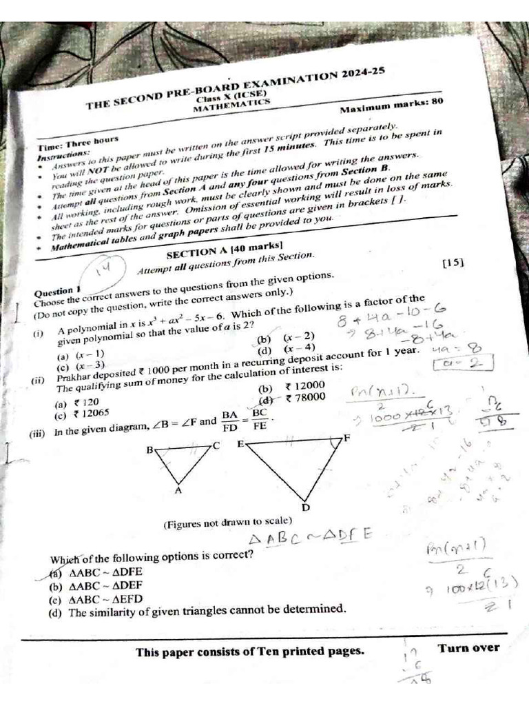 Maths Pre2 - CMS Icse | PDF
