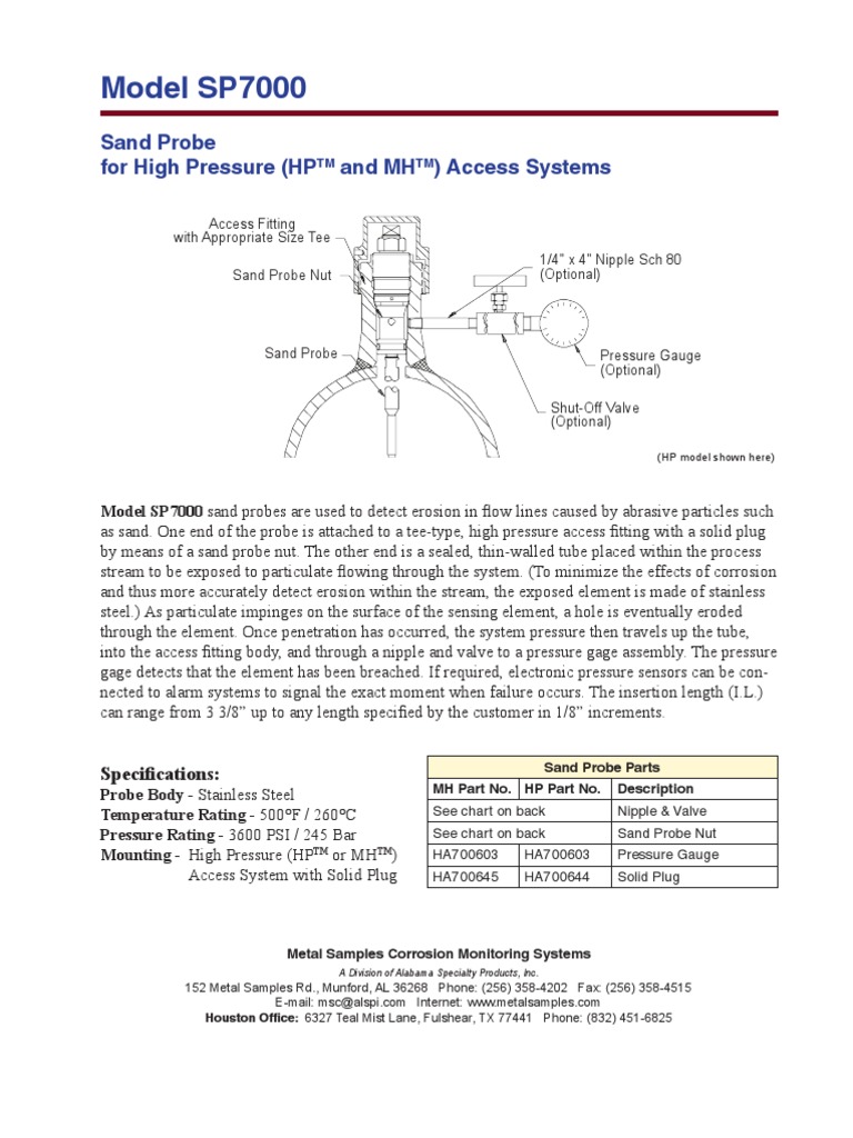 Sand Probe | PDF | Erosion | Pressure