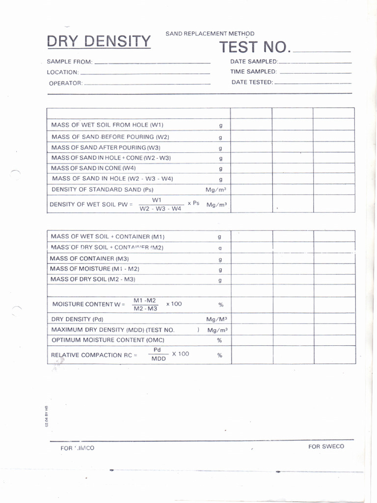 Field Density Form | PDF