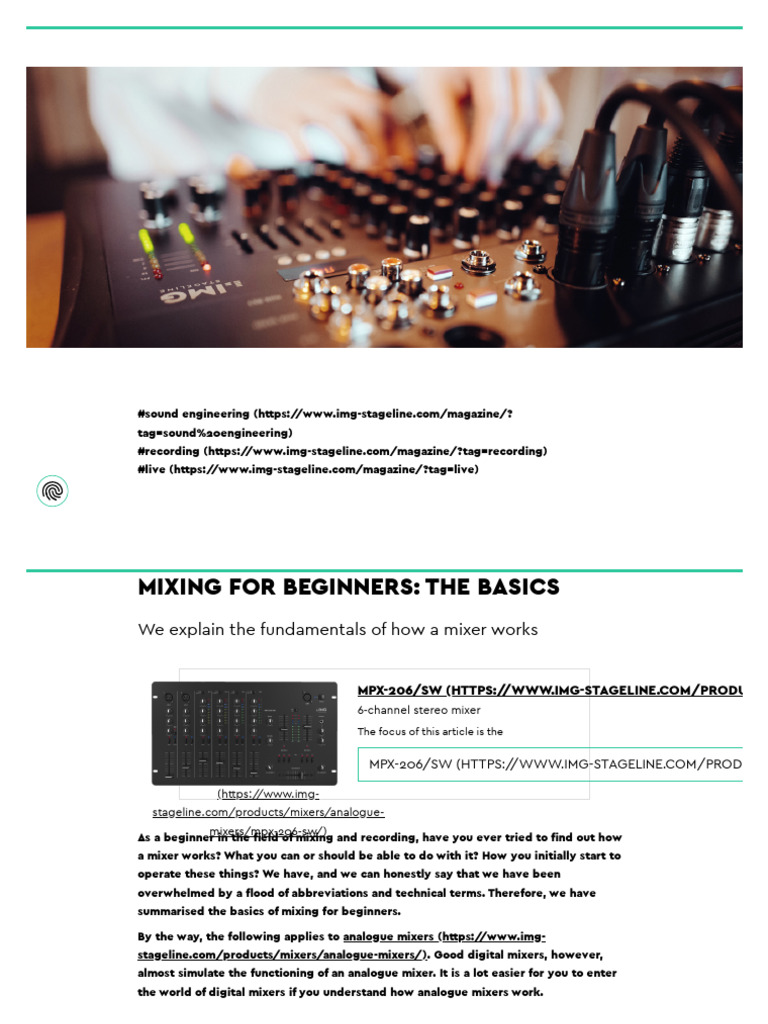 Beginner's Guide to Mixing Basics | PDF | Disc Jockey | Sound Technology
