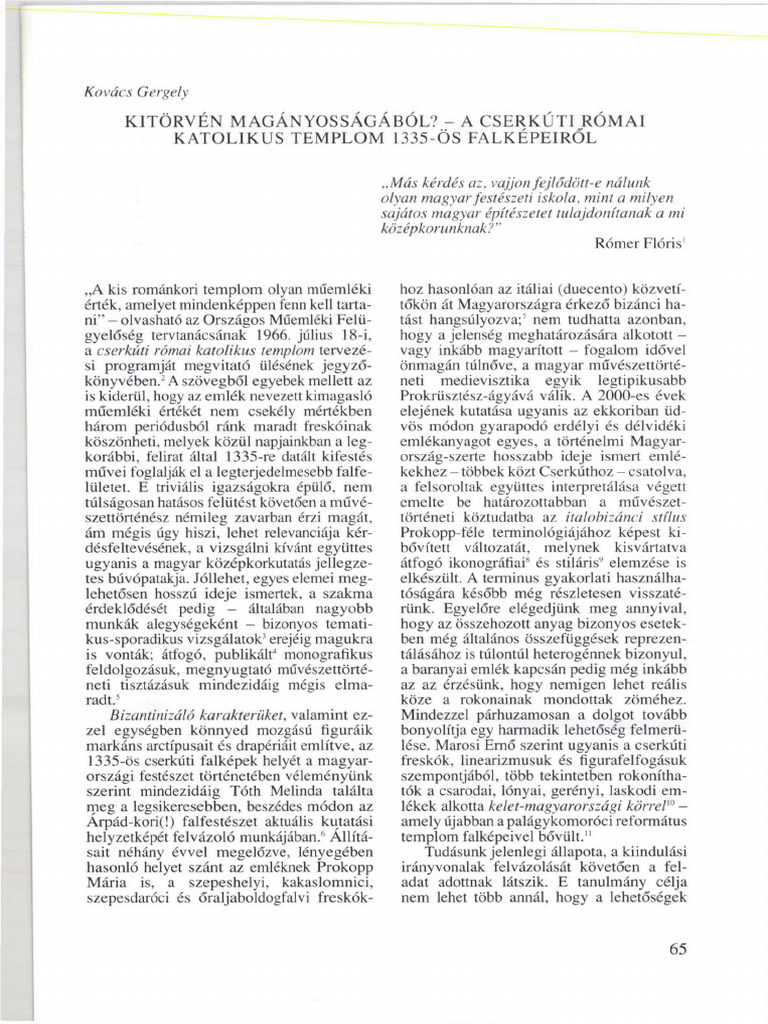 A cserkúti római katolikus templom 1335-ös falképeiről | PDF