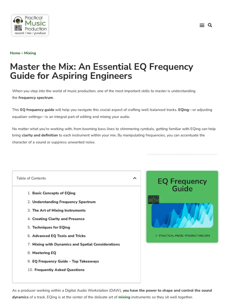EQ Frequency Guide _ Improve Your Mix With Precision | PDF ...