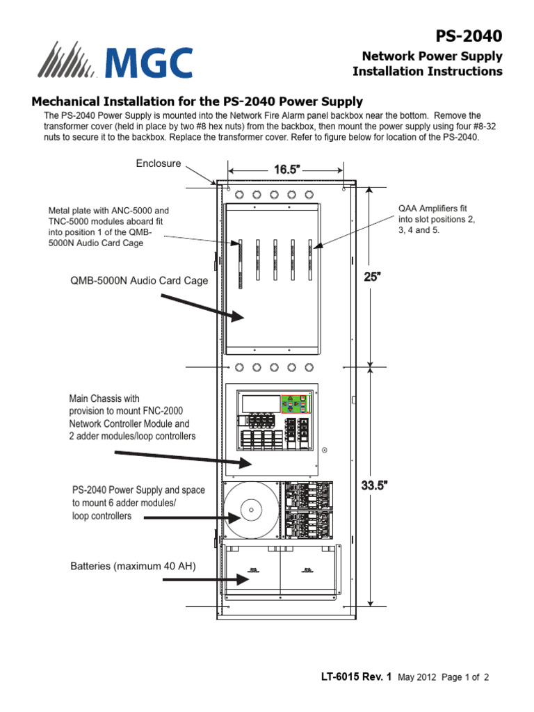 LT-6015 PS-2040 Network Power Supply Instruction Sheet | PDF | Power Supply | Transformer
