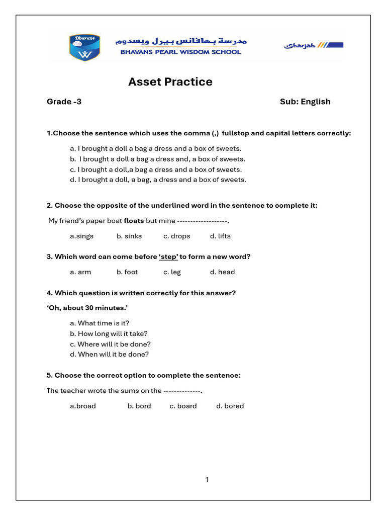 Grade 3 English Exercises | PDF