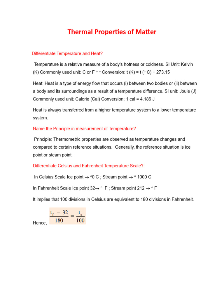 Thermal Properties of Matter | PDF | Thermal Expansion | Temperature