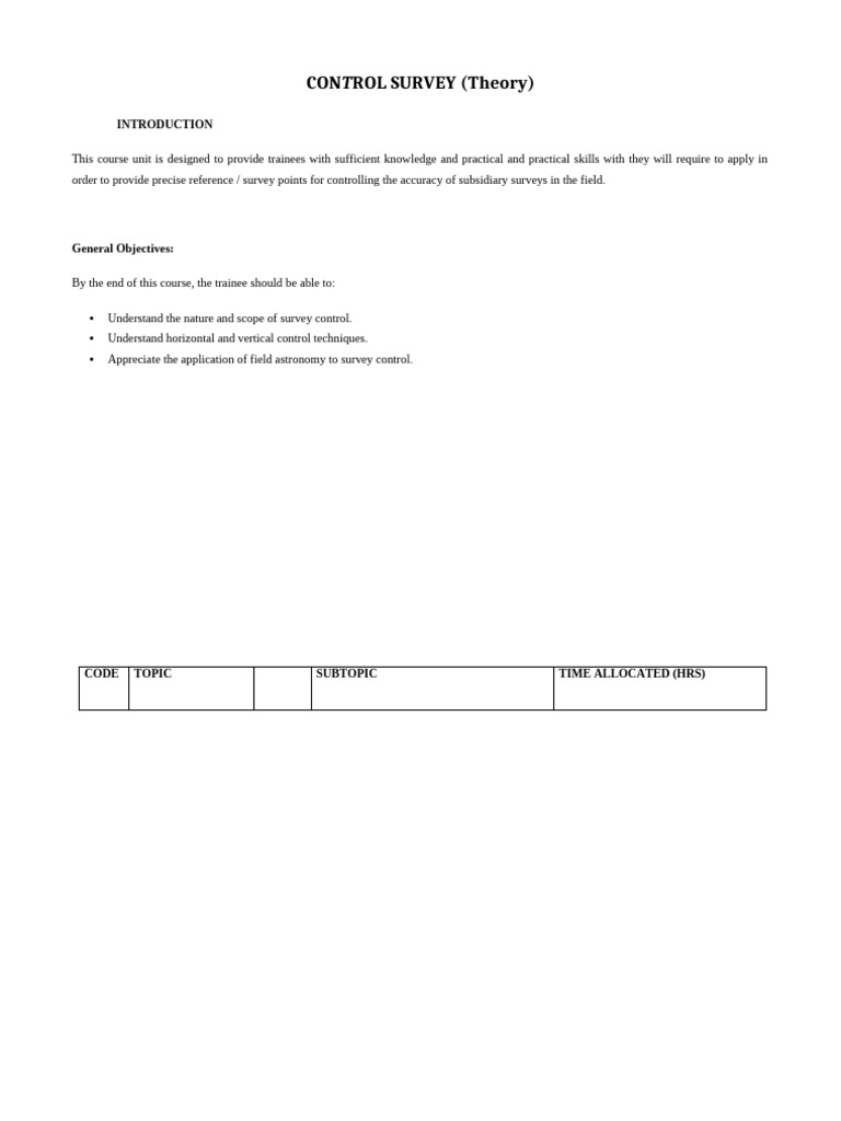 Control Survey Review | PDF | Surveying | Global Positioning System