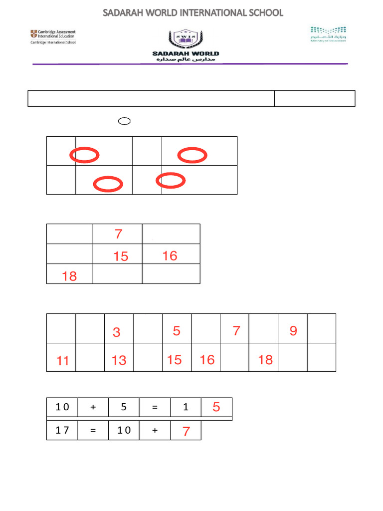 MATH MID Term Level 1 - Worksheet Answers | PDF