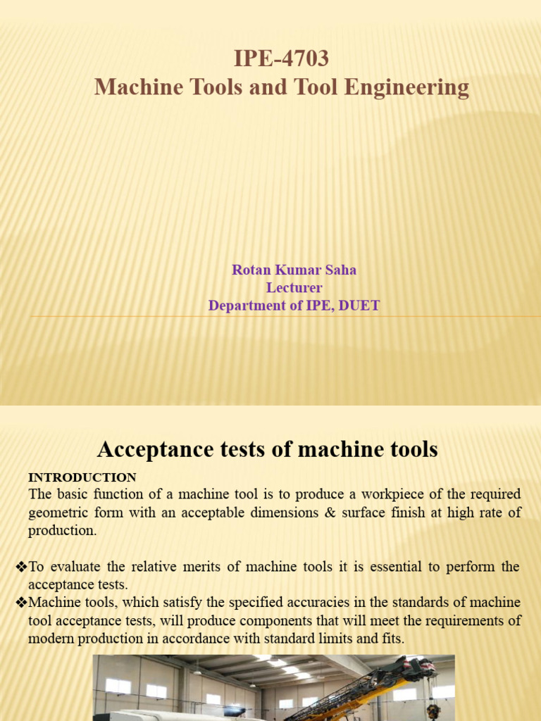 IPE-4703 Machine Tools and Tool Engineering | PDF | Rotation | Mechanical Engineering