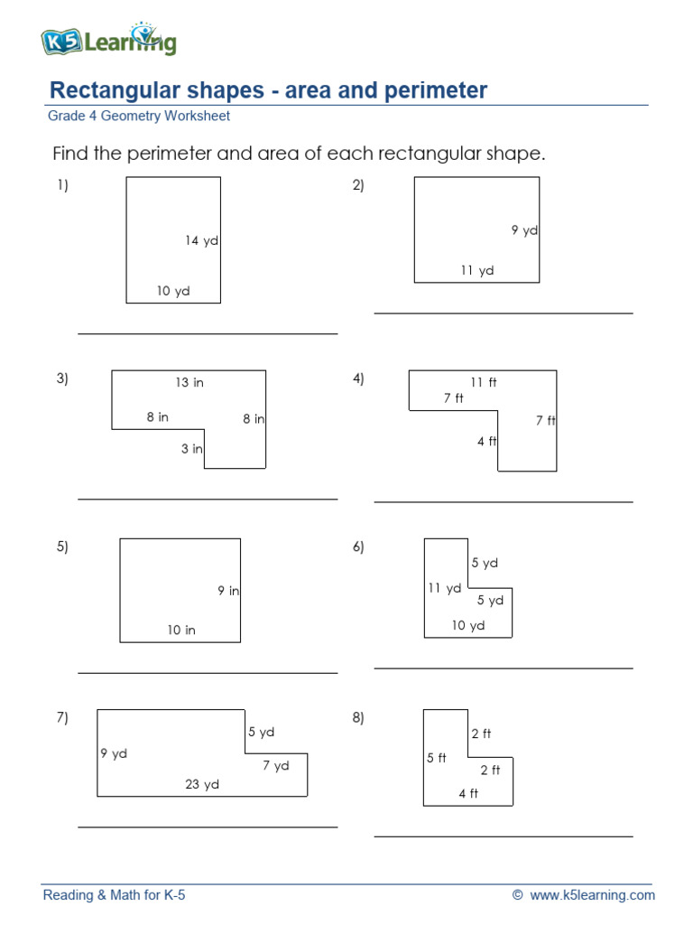 grade-4-geometry-rectangular-shapes-area-perimeter-b | PDF | Area | Geometric Measurement
