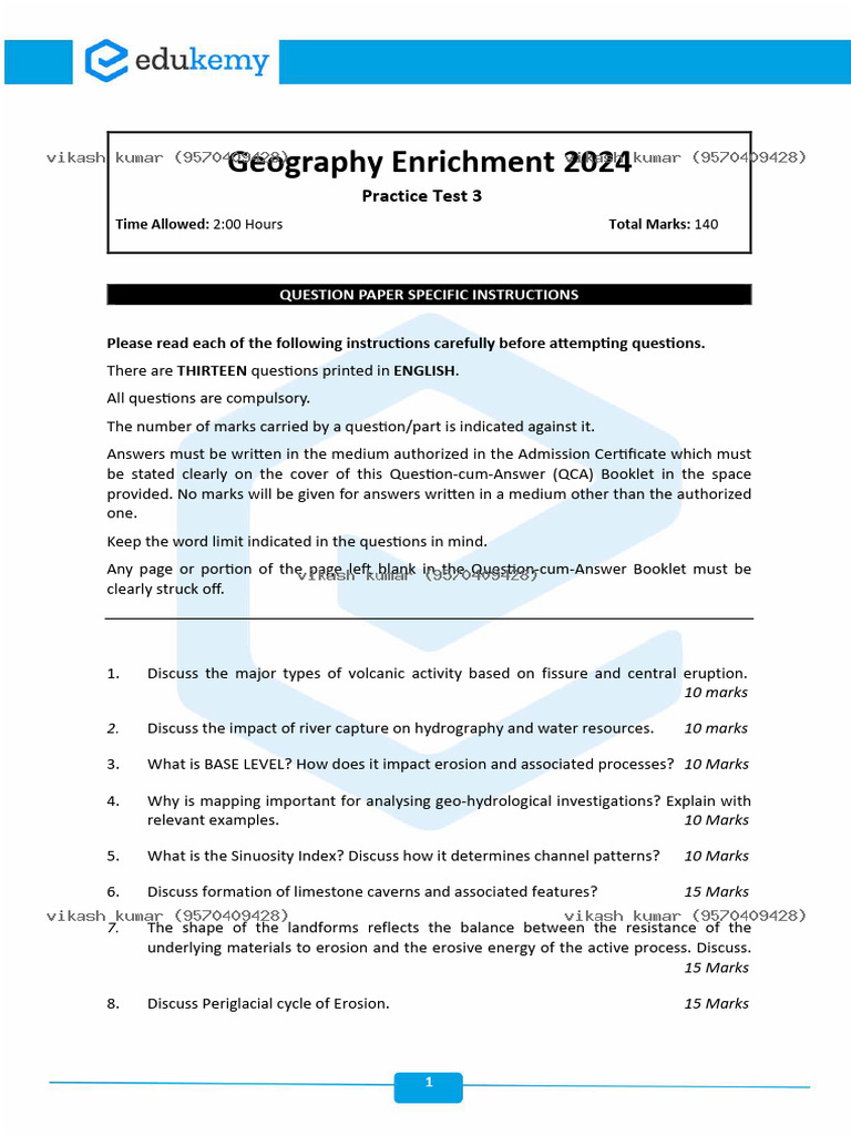 Geog Enrichment Pr-1 | PDF | Erosion | Geography