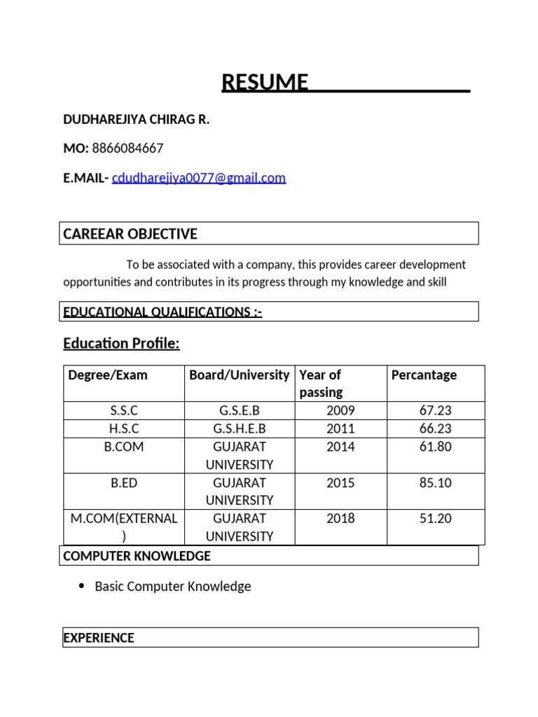 Resume Chirag 02025 | PDF