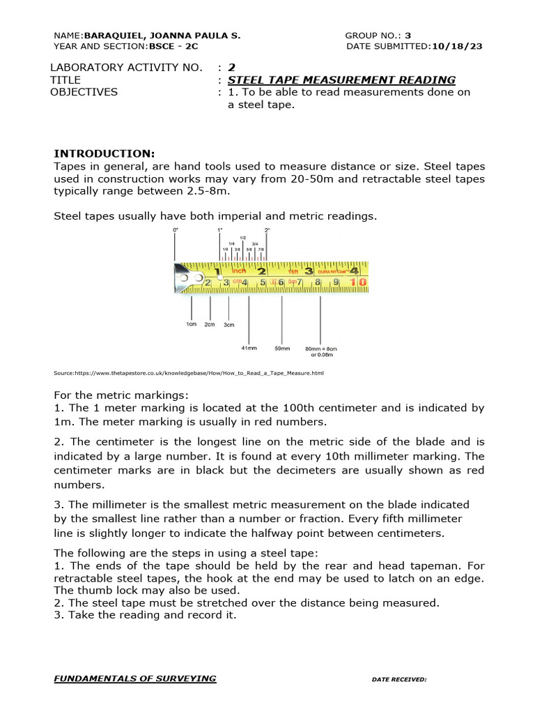 Steel Tape Measurement Techniques | PDF | Surveying