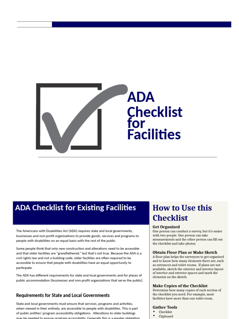 Ada-Checklist Unlocked | PDF | Americans With Disabilities Act Of 1990 | Accessibility