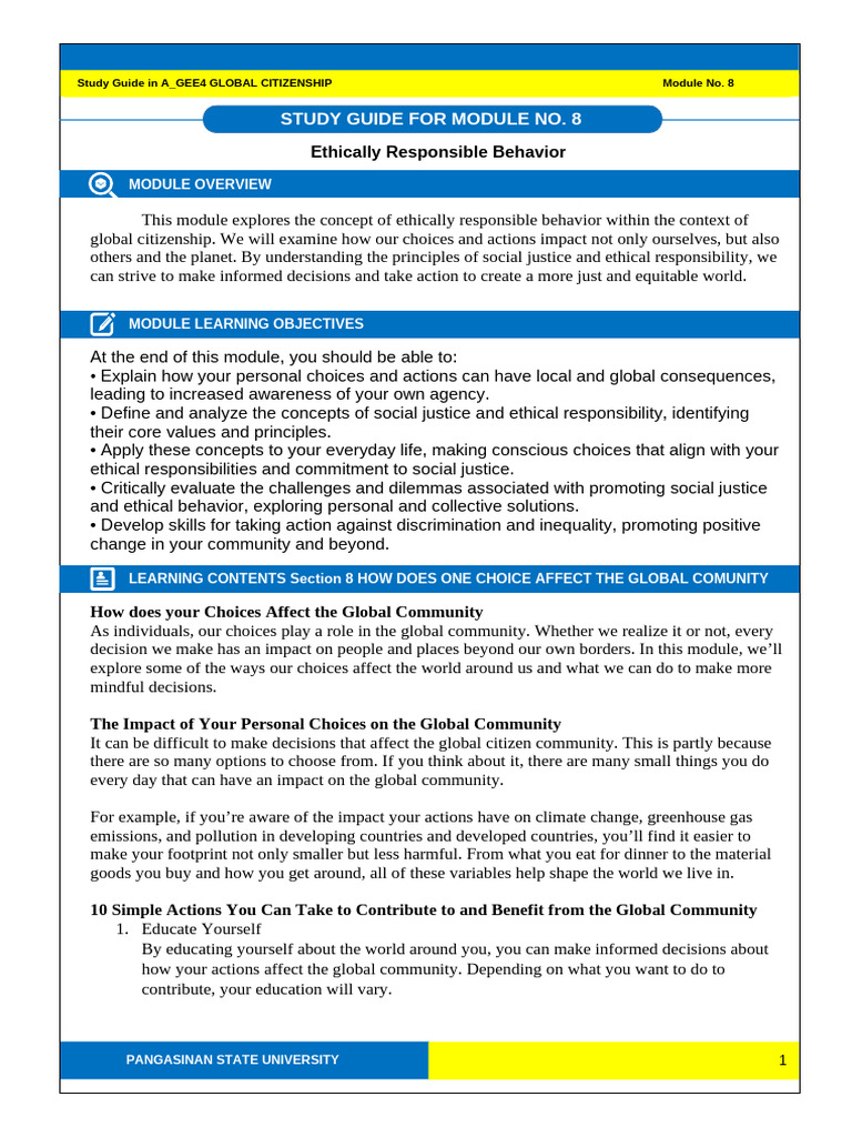GEE4-Module-8 Global Citizenship | PDF | Justice | Crime & Violence