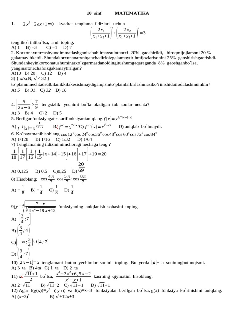 10 - Sinf MATEM | PDF