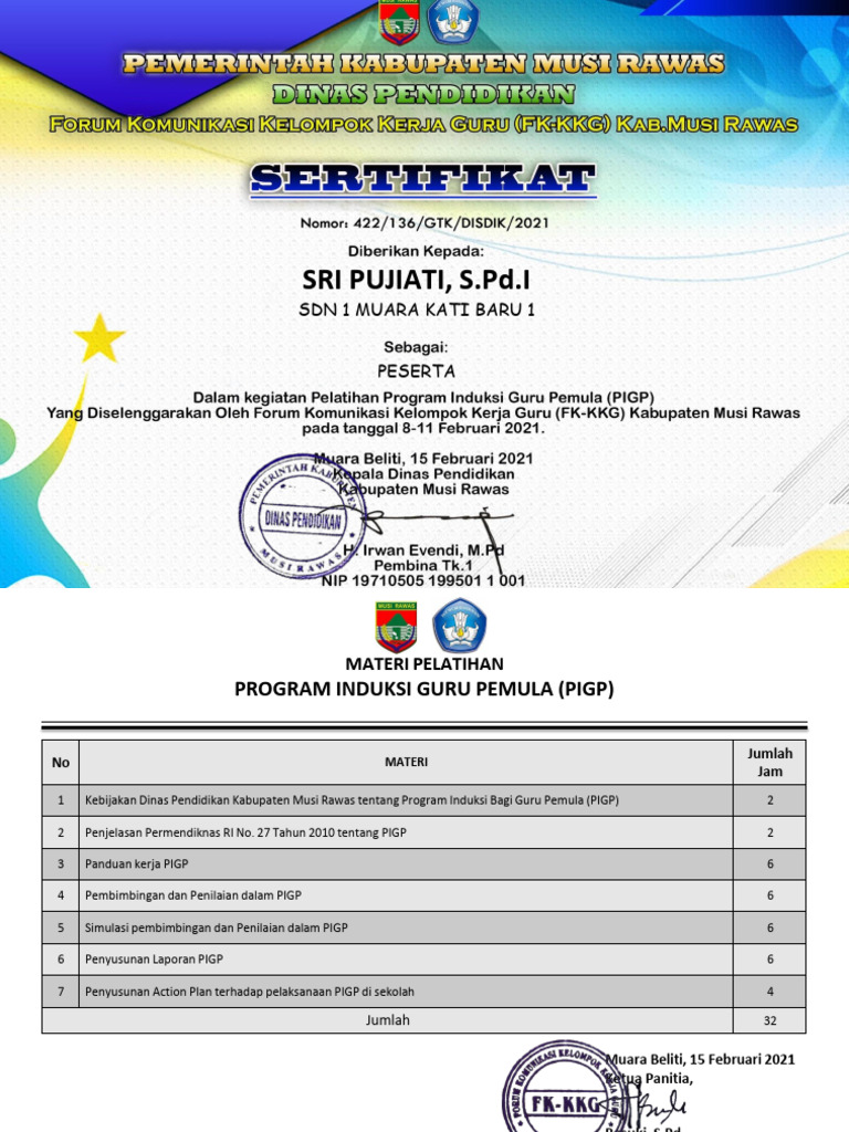 SERTIFIKAT SRI PUJIATI 7 | PDF