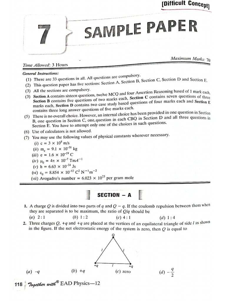 Physics Sample Paper | PDF