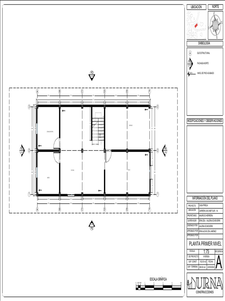 Plano de Casa Priela - Primer Nivel | PDF