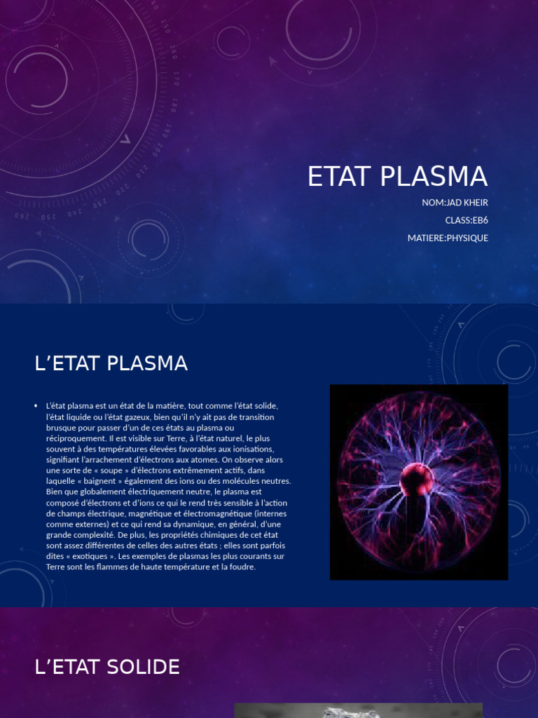 Projet Physique Etat Plasma | PDF