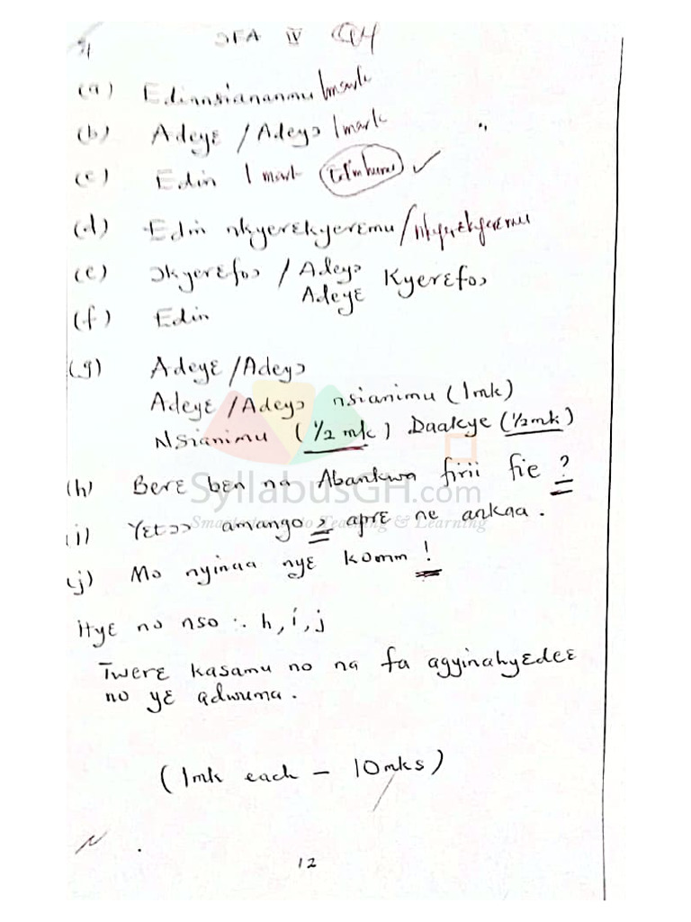 2024 Bece Asante Twi 2 Solution | PDF