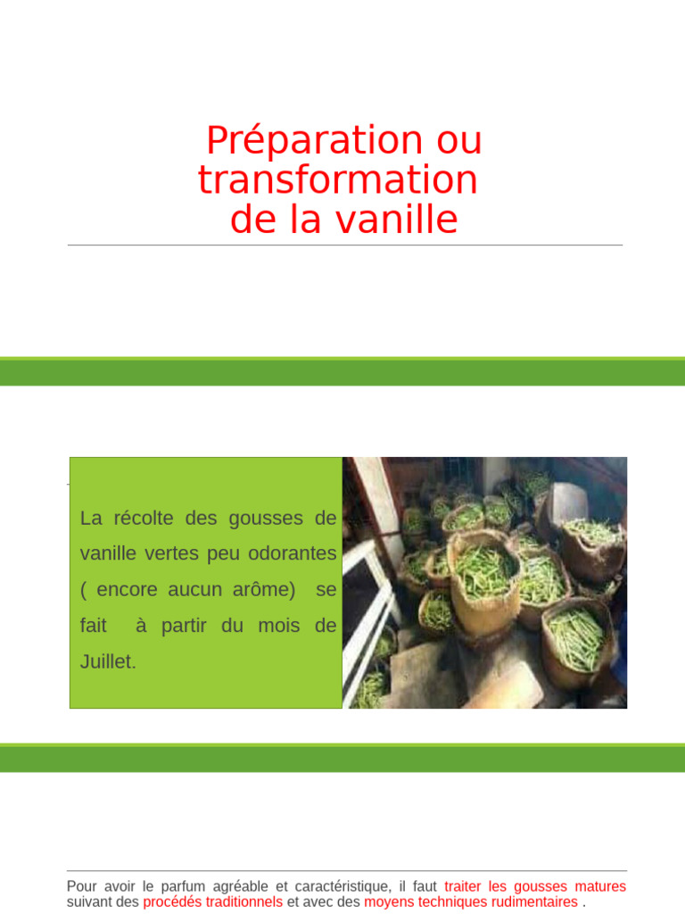 Préparation Ou Transformation de La Vanille | PDF | Vanille