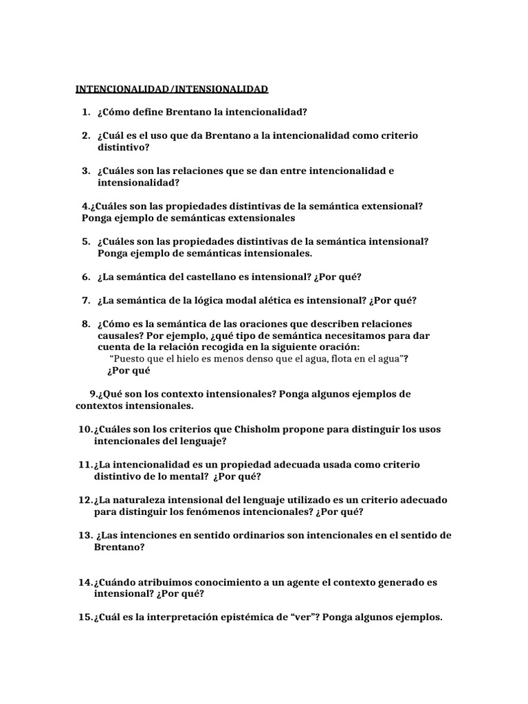 INTENCIONALIDAD | PDF