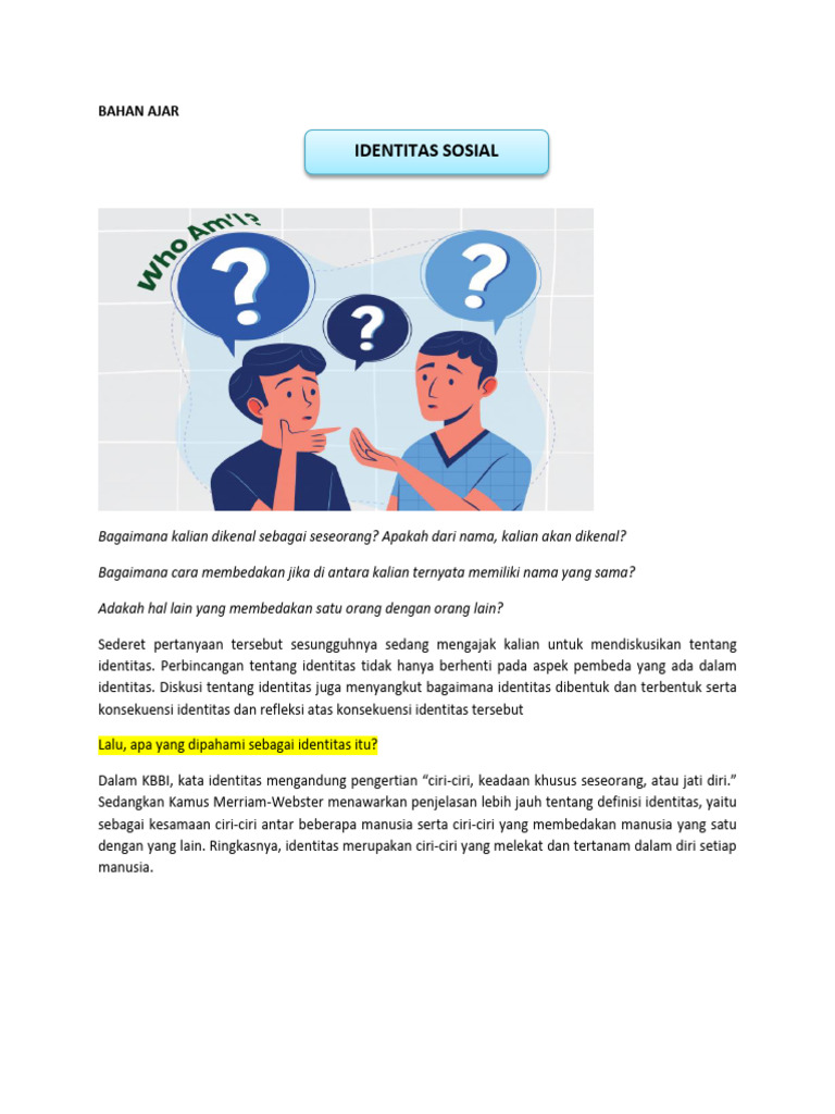 Konsekuensi Identitas Sosial dan Inklusi | PDF