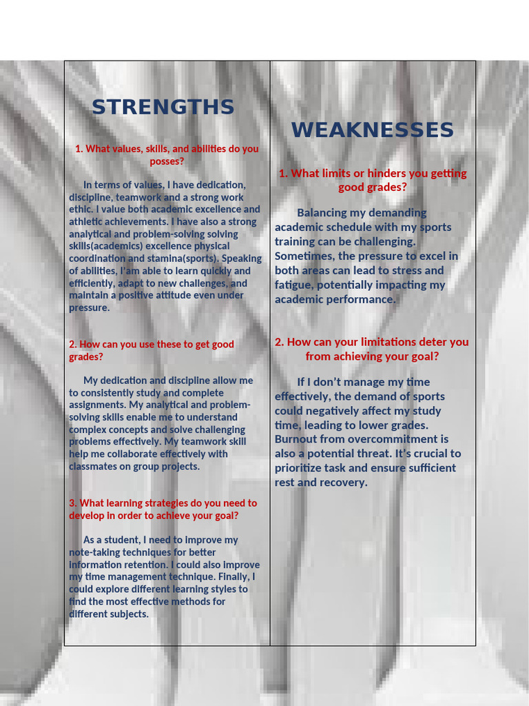 swot xyrelle | PDF | Disciplines | Goal