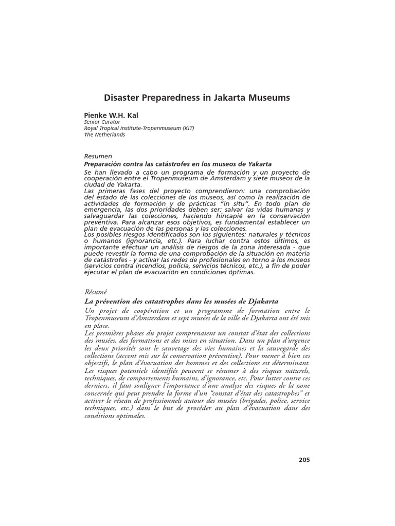 Disaster Preparedness in Jakarta Museums | PDF | Risk | Emergency ...