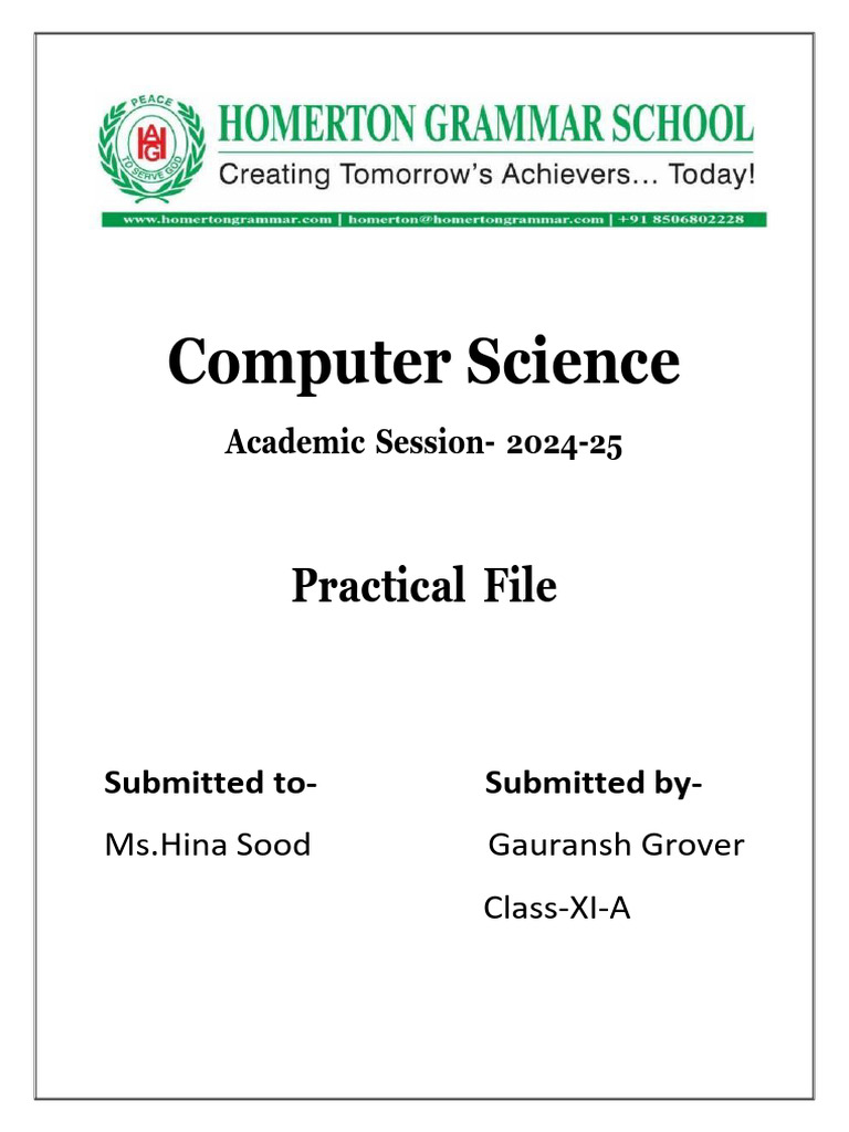 CS Practical File (Cass 11 ) heheheheheh | PDF