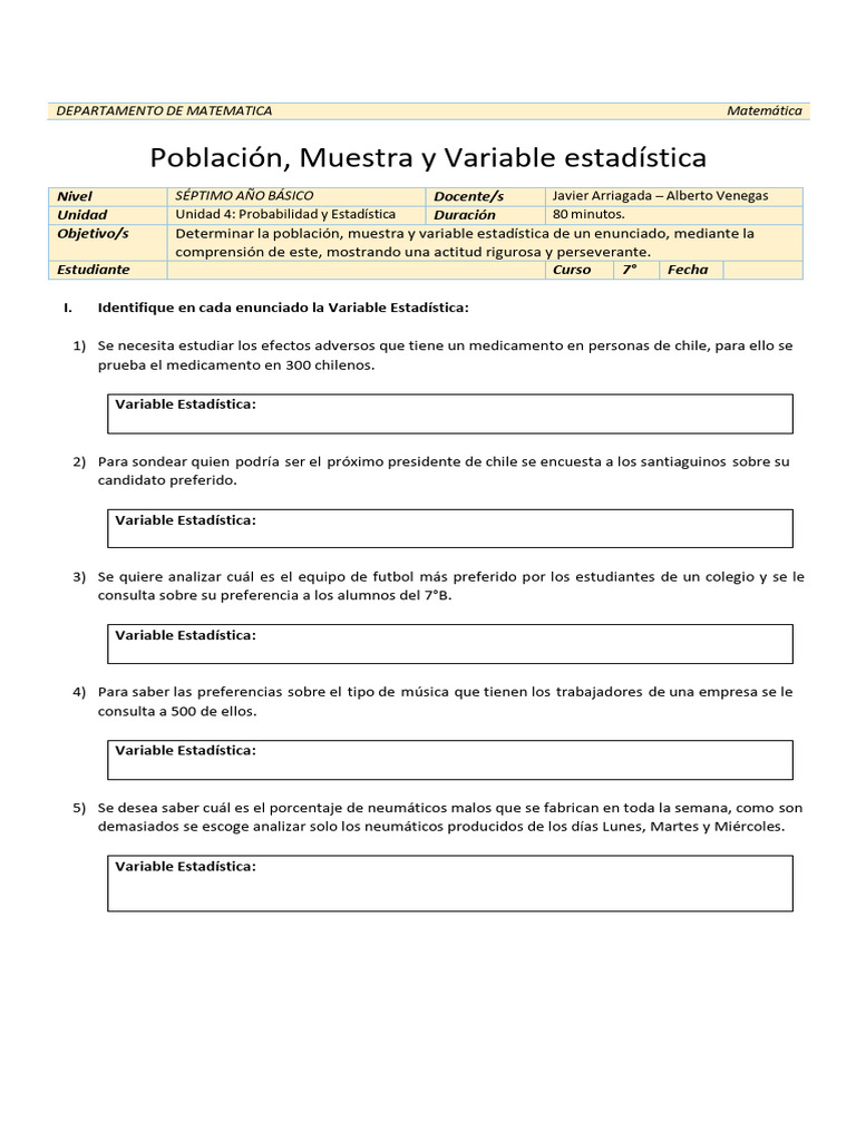 Poblacion, Muestra y Variable Estadistica (1) | PDF | Estadísticas